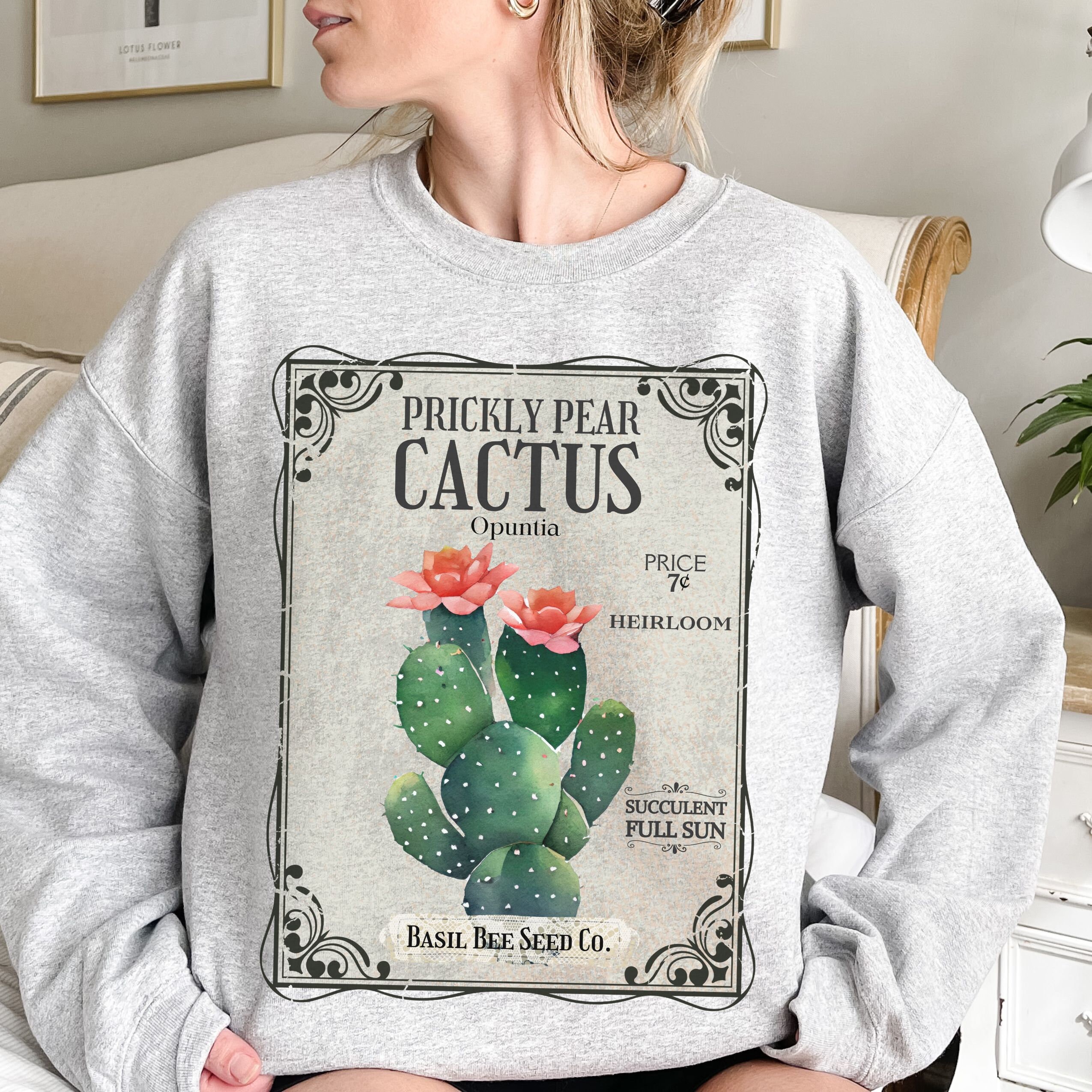 Unisex Prickly Pear Vintage Seed Packet Crewneck Sweatshirt, Antique ...