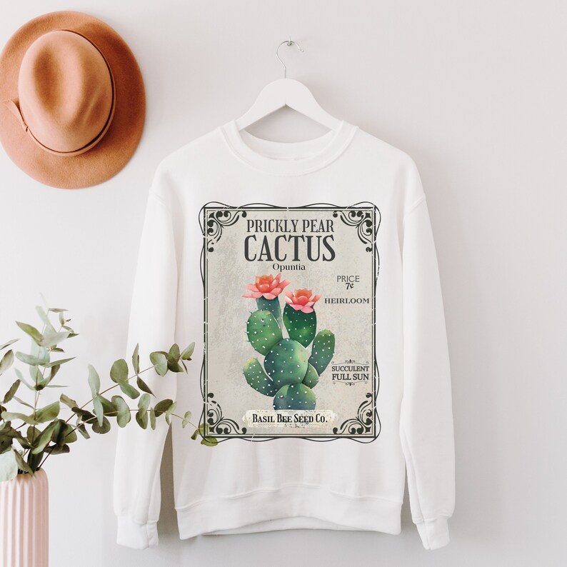 Unisex Prickly Pear Vintage Seed Packet Crewneck Sweatshirt, Antique ...