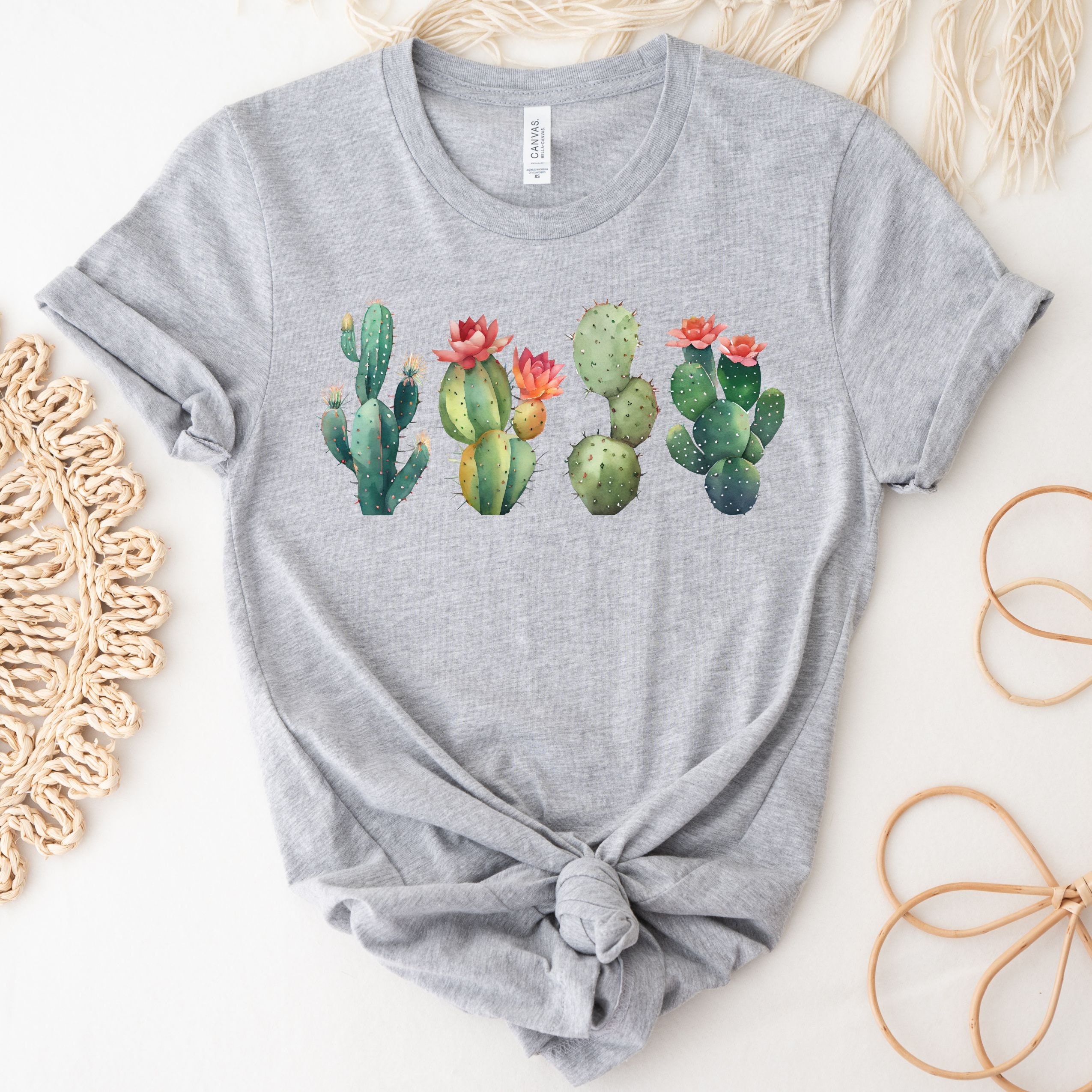 Unisex Desert Cactus T-shirt, Southwestern Botanical Shirt, Colorful Cacti Tee, Hiking T-shirt ...