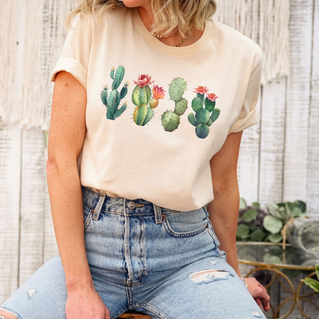 Unisex Desert Cactus T-shirt, Southwestern Botanical Shirt, Colorful Cacti Tee, Hiking T-shirt ...