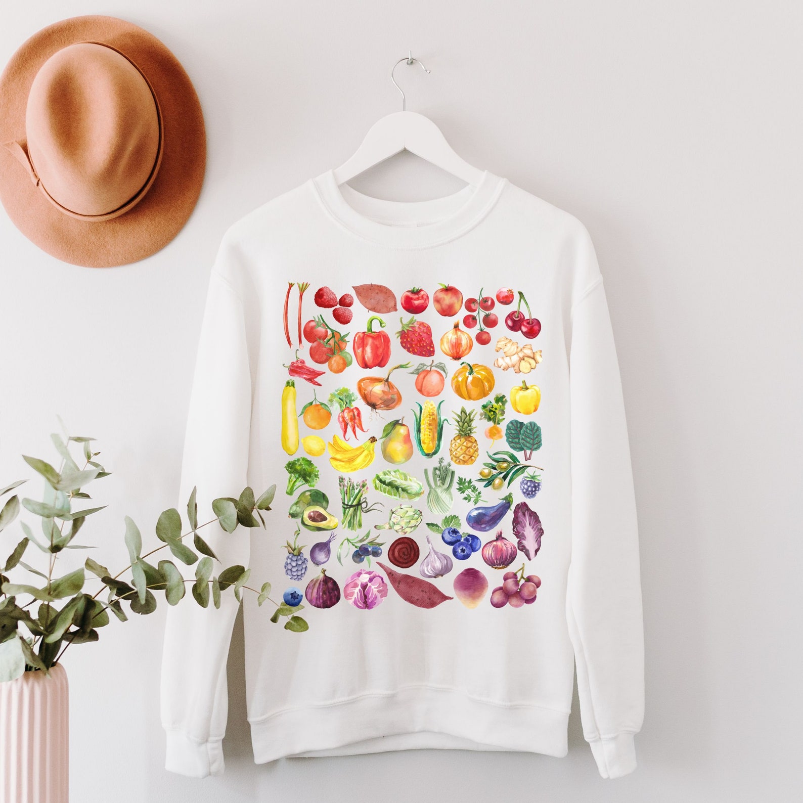 Unisex Rainbow Fruit and Vegetable Crewneck Sweatshirt, Fruit and ...