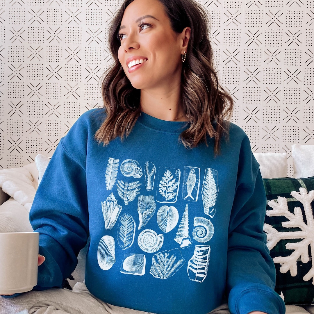 Unisex Plant and Animal Fossil Sweatshirt, Invertebrate Fossil Crewneck ...