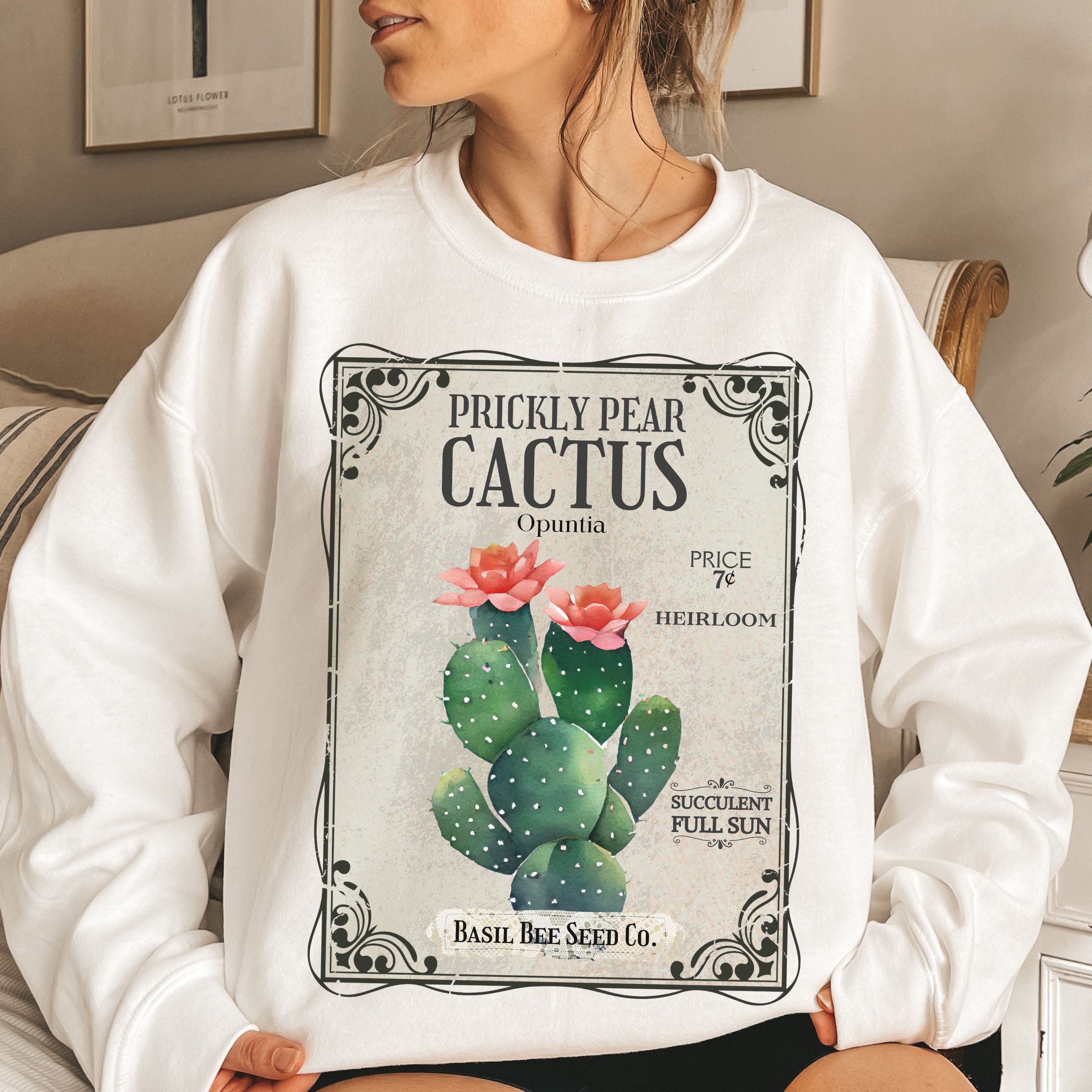 Unisex Prickly Pear Vintage Seed Packet Crewneck Sweatshirt, Antique ...