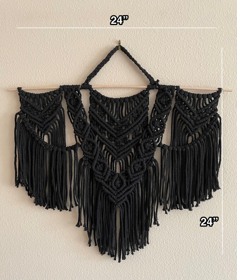 Black Macrame Wall Hanging, Wall Decor, Woven Hanging, Boho Styled Art ...
