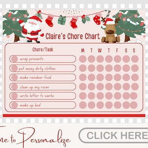 EDITABLE Reward Behavior Chart for Kids Children Countdown to Christmas ...