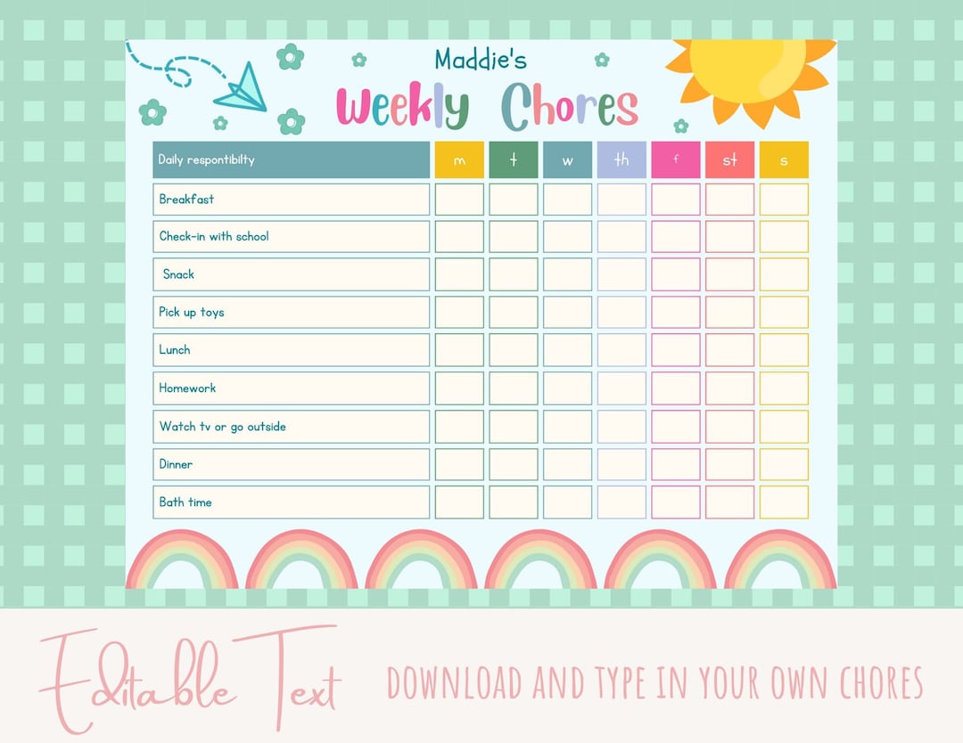 EDITABLE Rainbow Chart, Rainbow Behavior Chart, Pastel Rainbow, Girl ...
