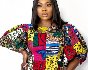 Handmade African Print Cropped Shirt, African Print Top, Shirt, Womens Gift, Kente Print ...