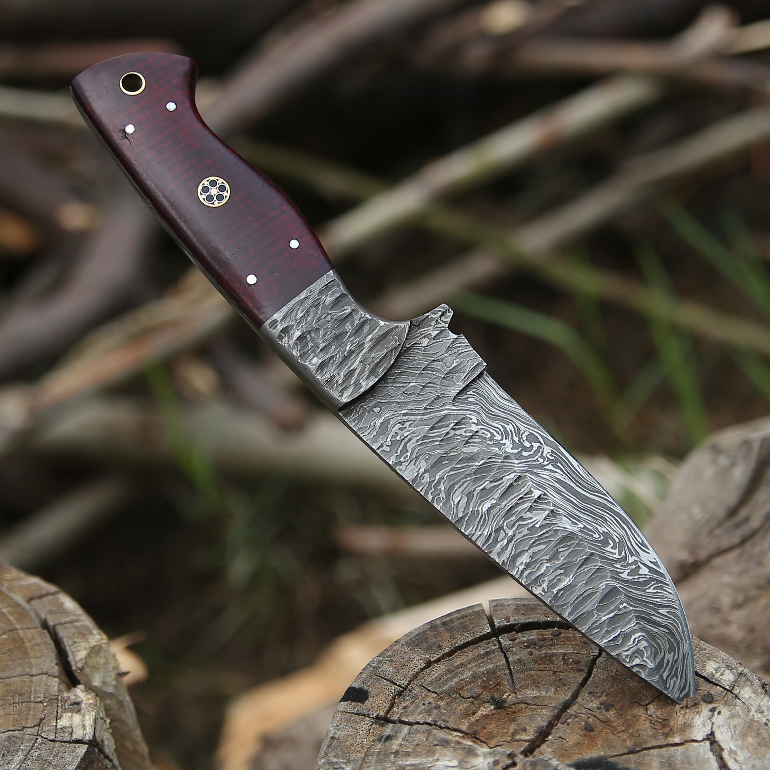 Damascus Bushcraft Knife Hunting Camping Survival - Etsy