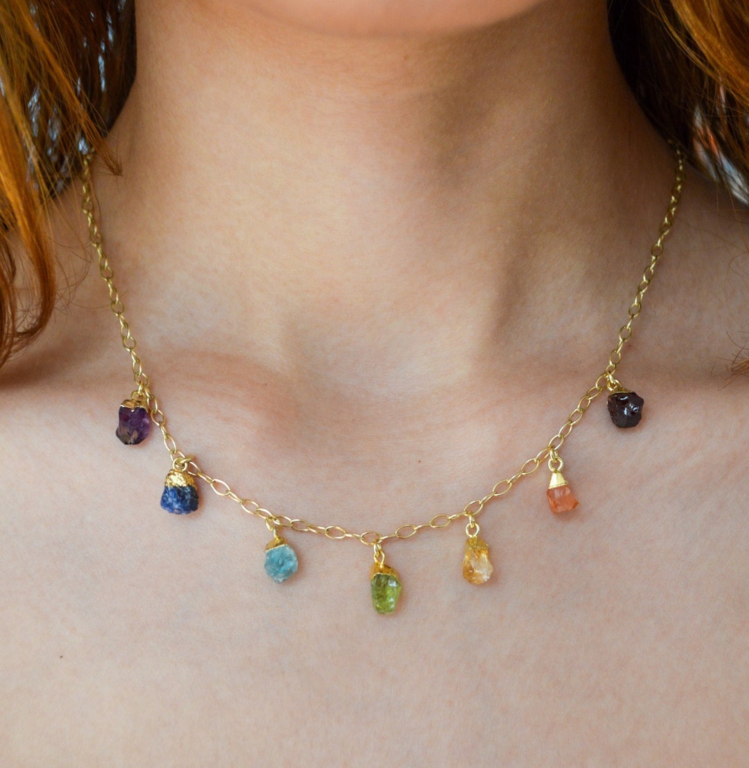 7 Chakra Crystal Necklace • Natural Gemstone Necklace • Meditation ...