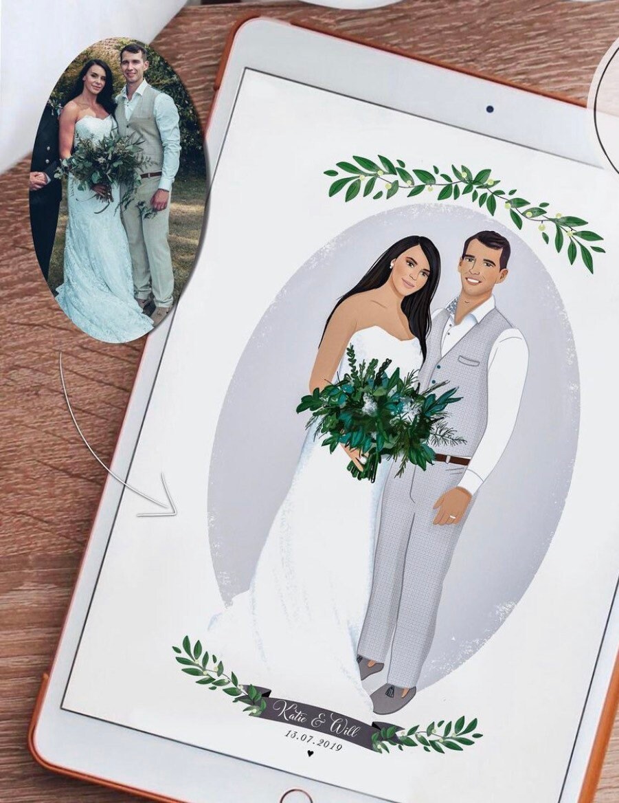Personalised Wedding Print, Wedding Illustration, Couple Gift, Bride ...