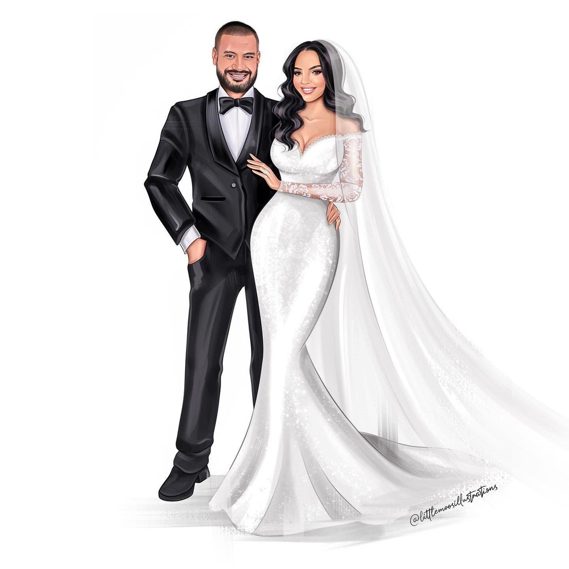 Personalised Wedding Print, Wedding Illustration, Couple Gift, Bride ...