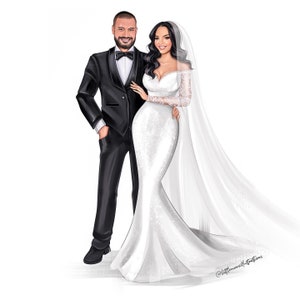 Personalised Wedding Print, Wedding Illustration, Couple Gift, Bride ...