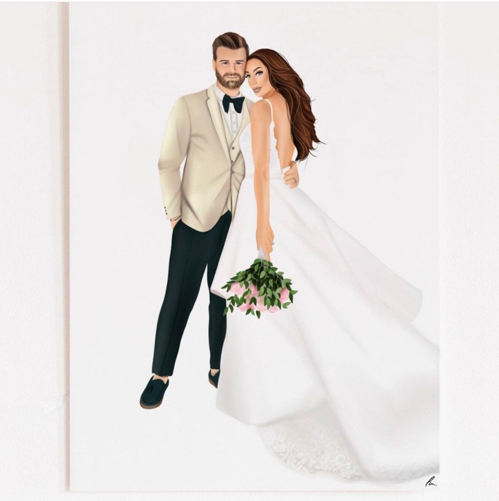 Personalised Wedding Print, Wedding Illustration, Couple Gift, Bride ...