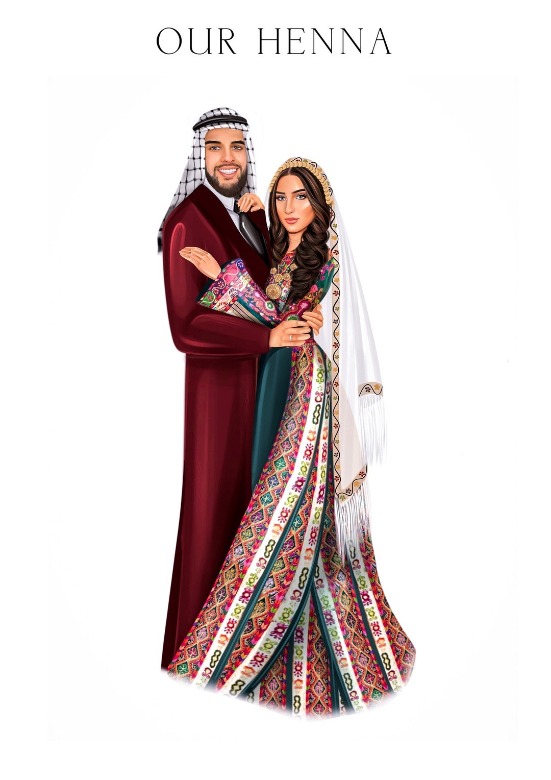 Personalised Henna Print, Henna Illustration, Couple Gift, Bride and ...