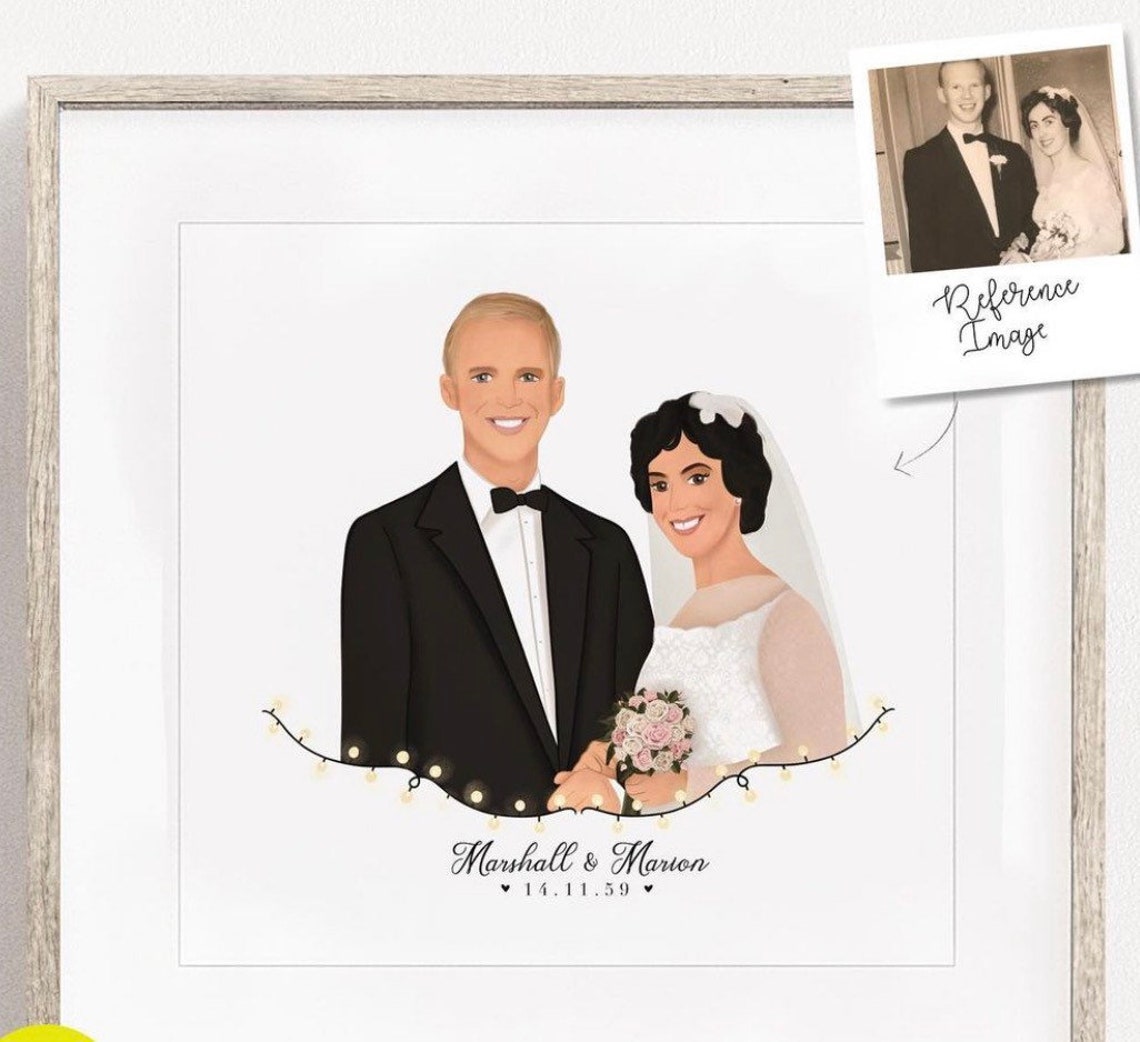 Personalised Wedding Print, Wedding Illustration, Couple Gift, Bride ...