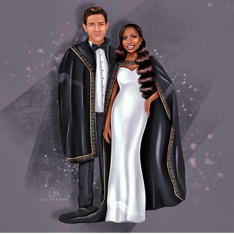 Personalised Wedding Print, Wedding Illustration, Couple Gift, Bride ...