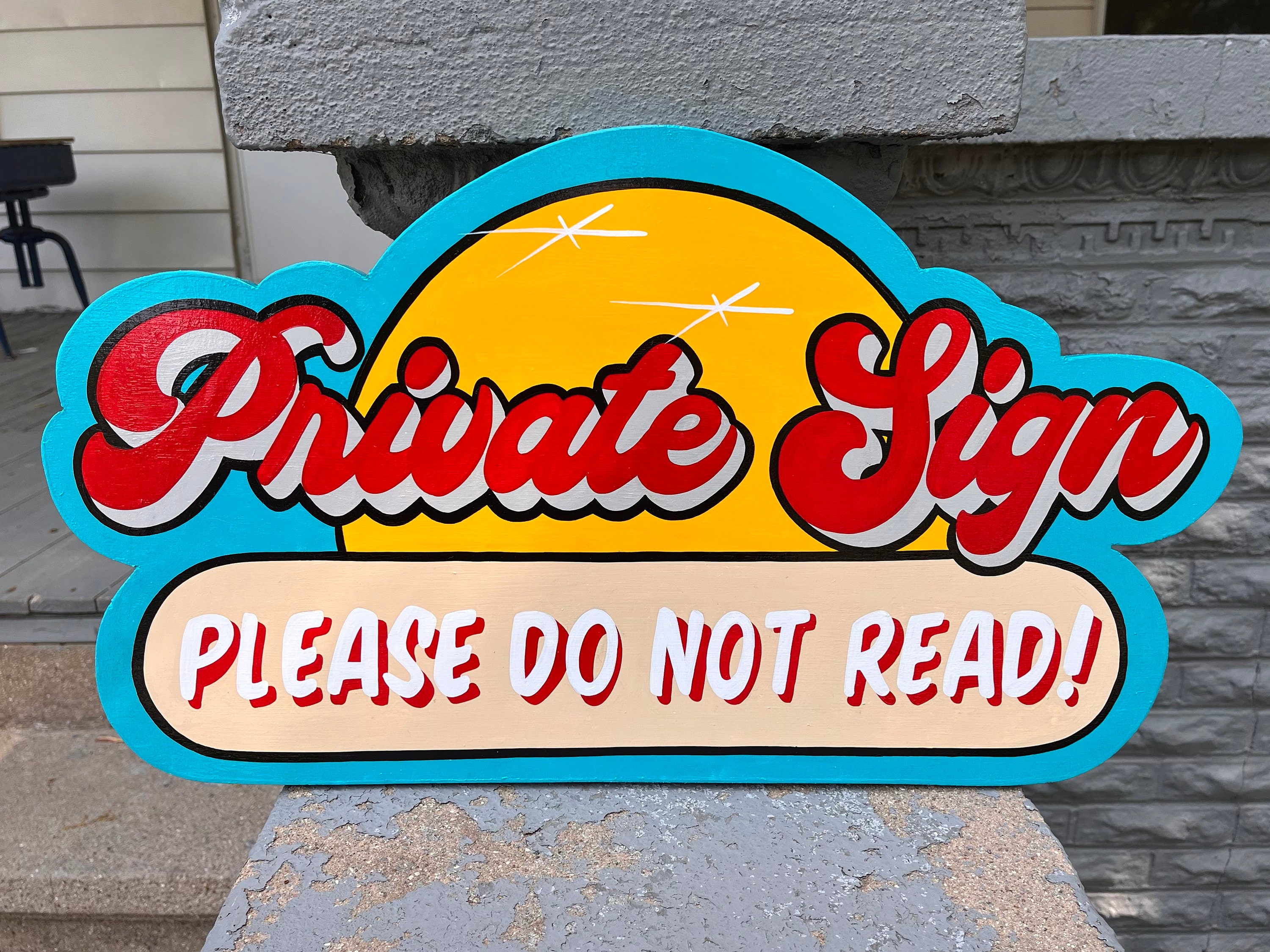 Hand-painted private Sign Custom Wooden Sign 24x13 - Etsy