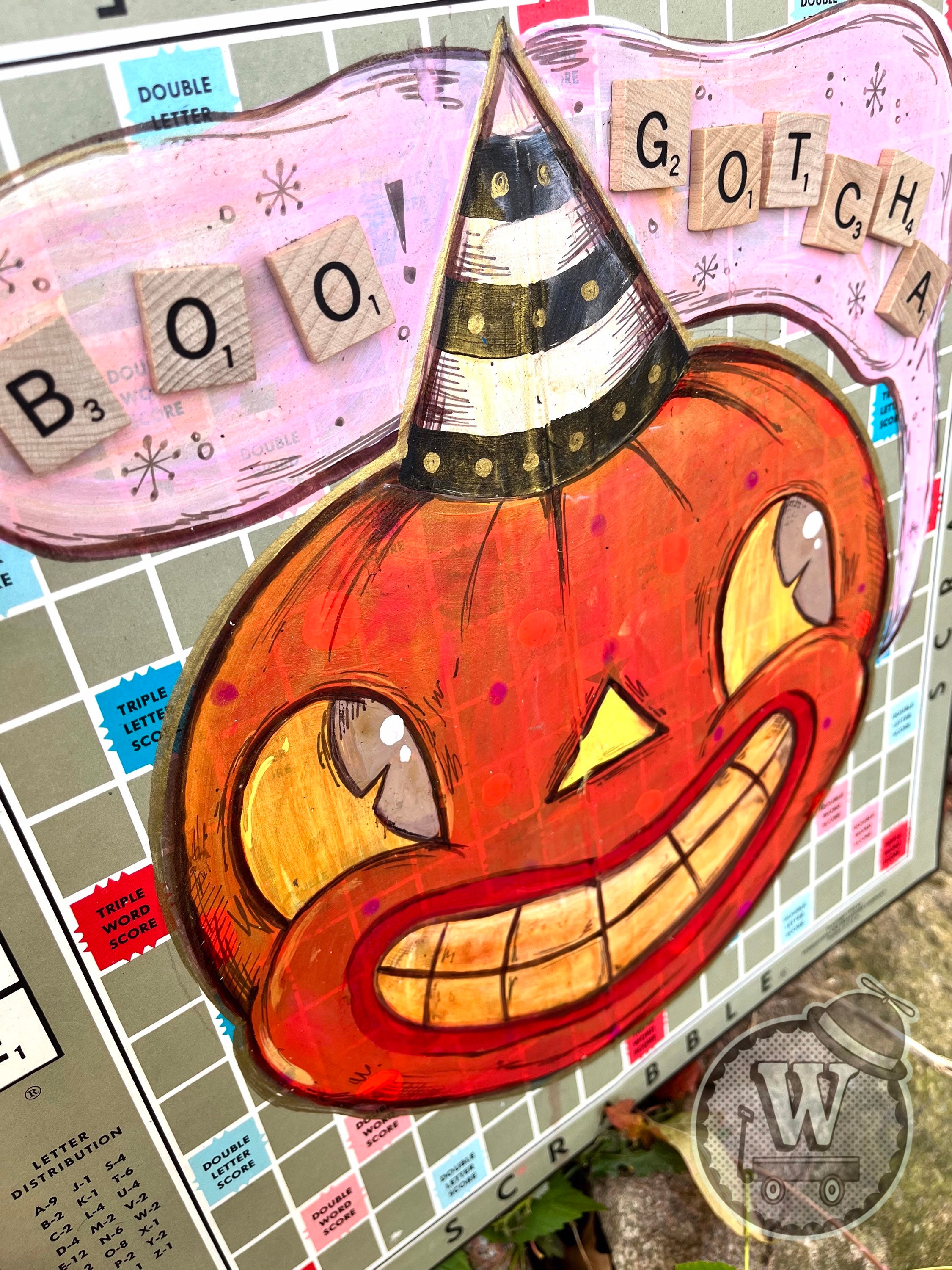 Happy Jack-original Painting on Scrabble Board Mixed Media - Etsy