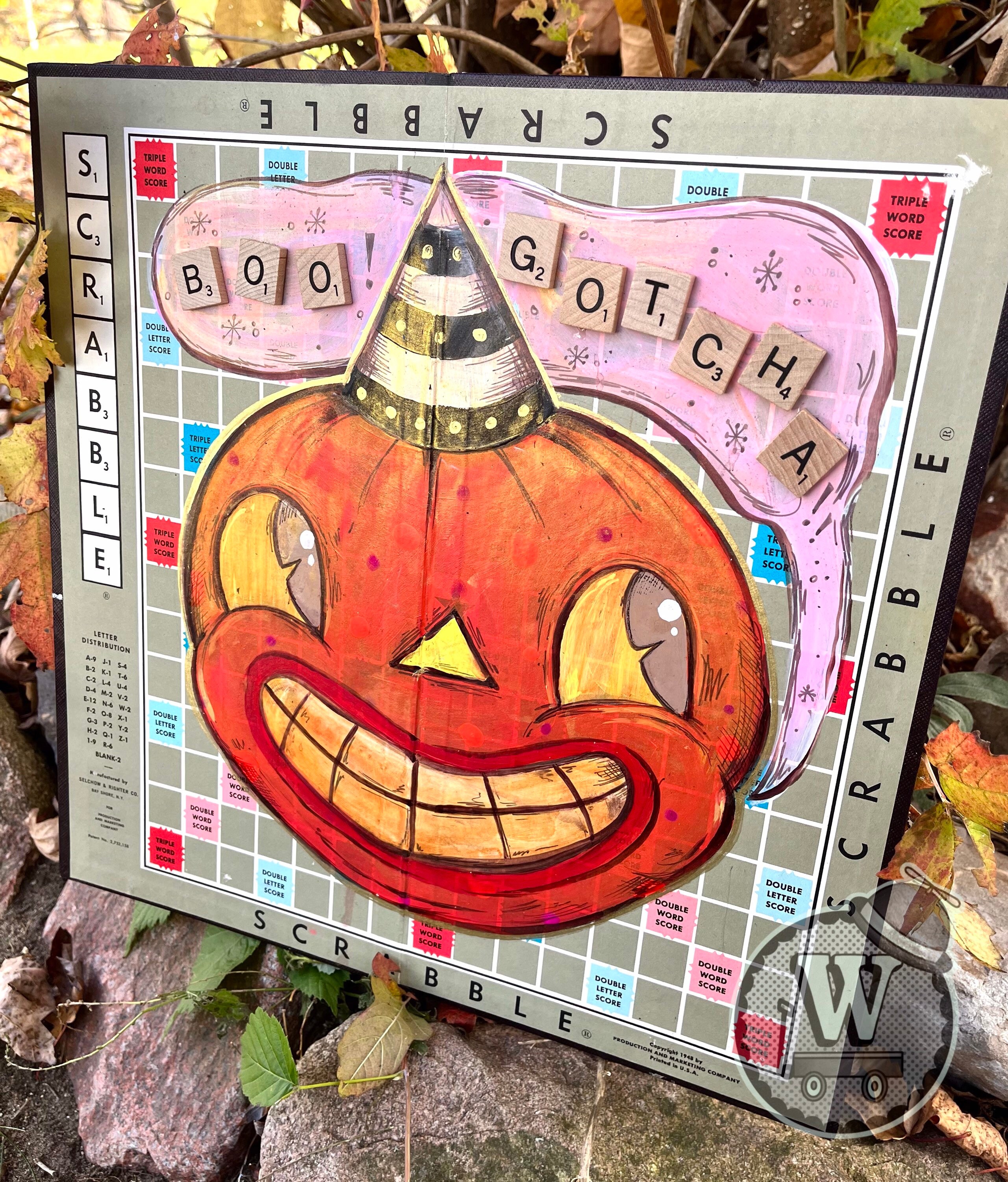 Happy Jack-original Painting on Scrabble Board Mixed Media - Etsy