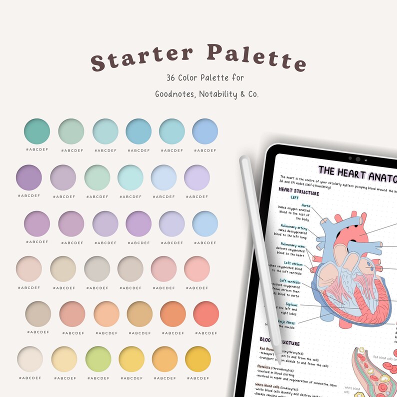 Starter Palette, Digital Planner Color Swatches, Design Ideas Color ...