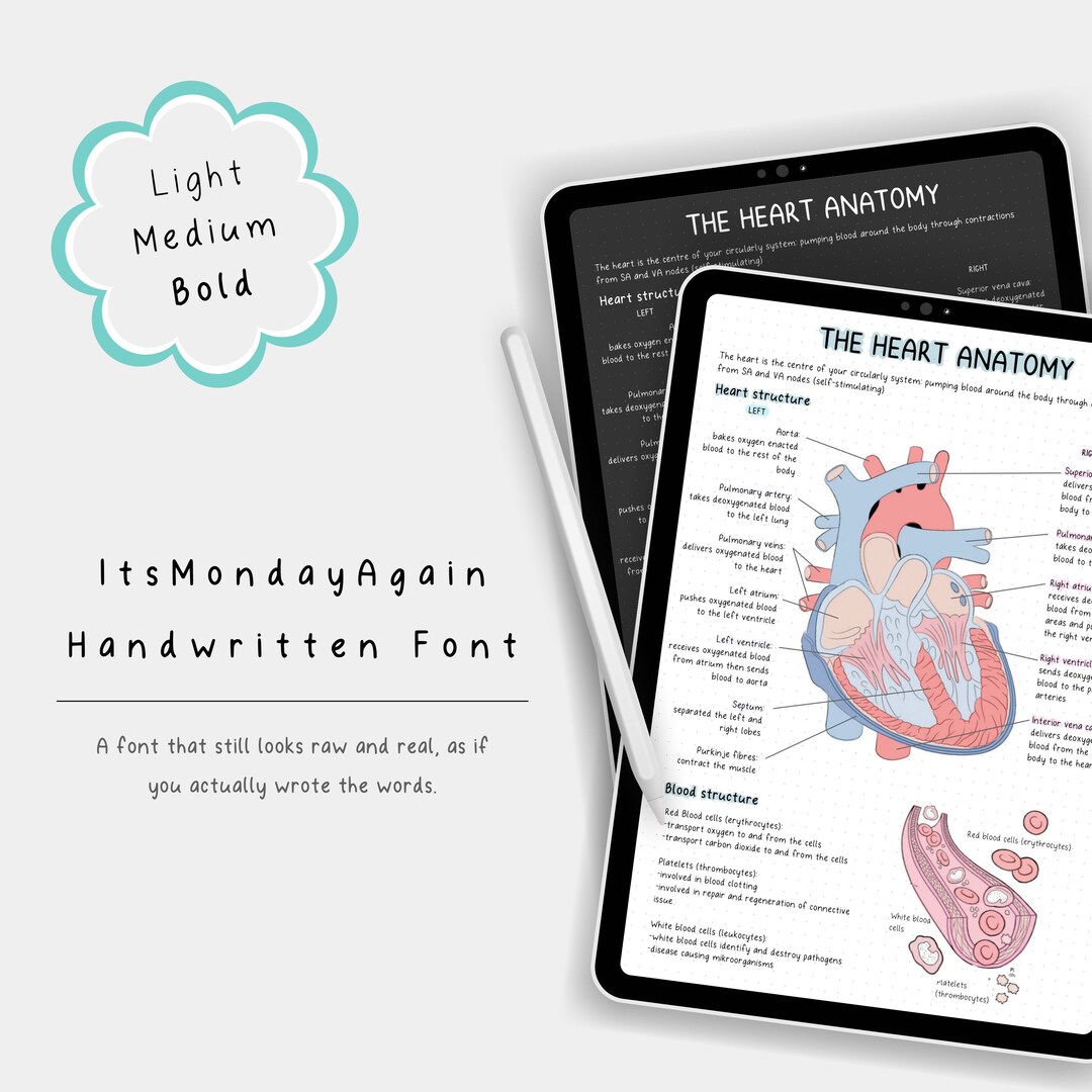 Handwritten Font Set for Digital Planner and Student Note Taking ...