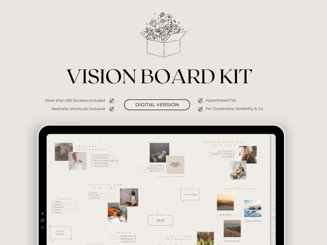 Digital Vision Board Kit 2025 Future That Girl Selfreflection ...