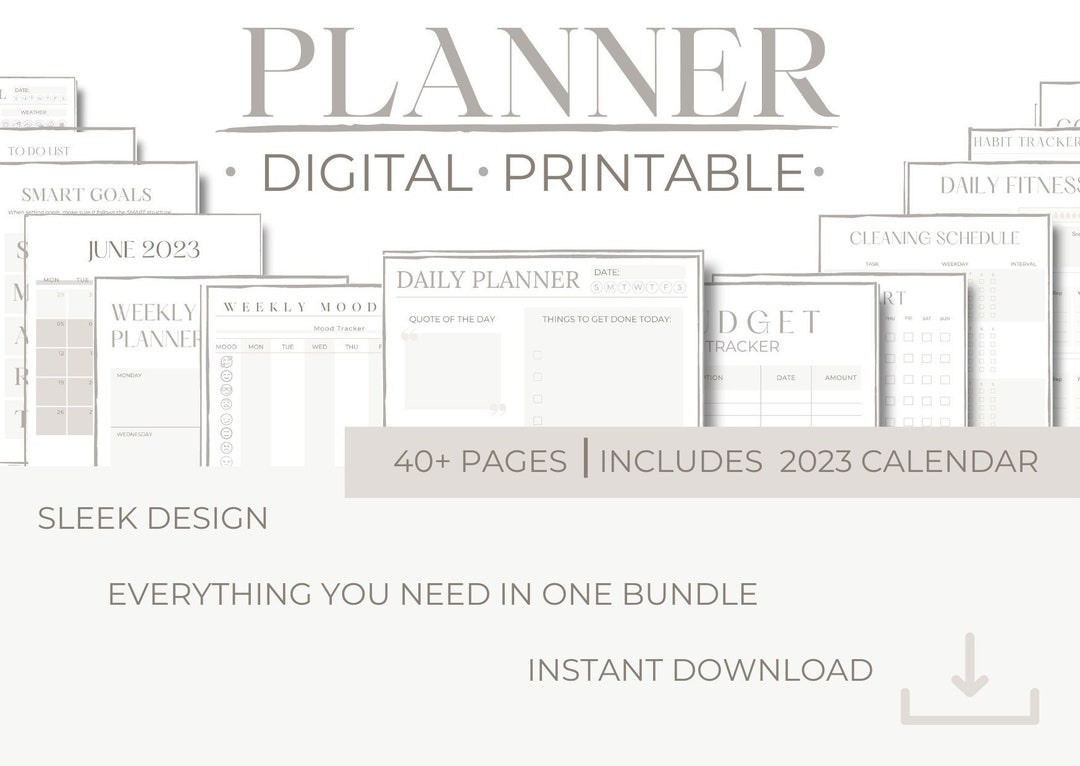 Digital & Printable Planner Bundle 40 Pages - Etsy