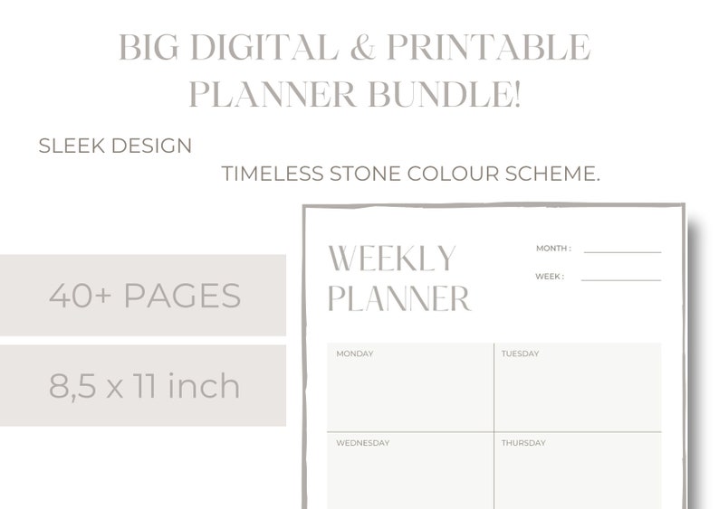 Digital & Printable Planner Bundle 40 Pages - Etsy