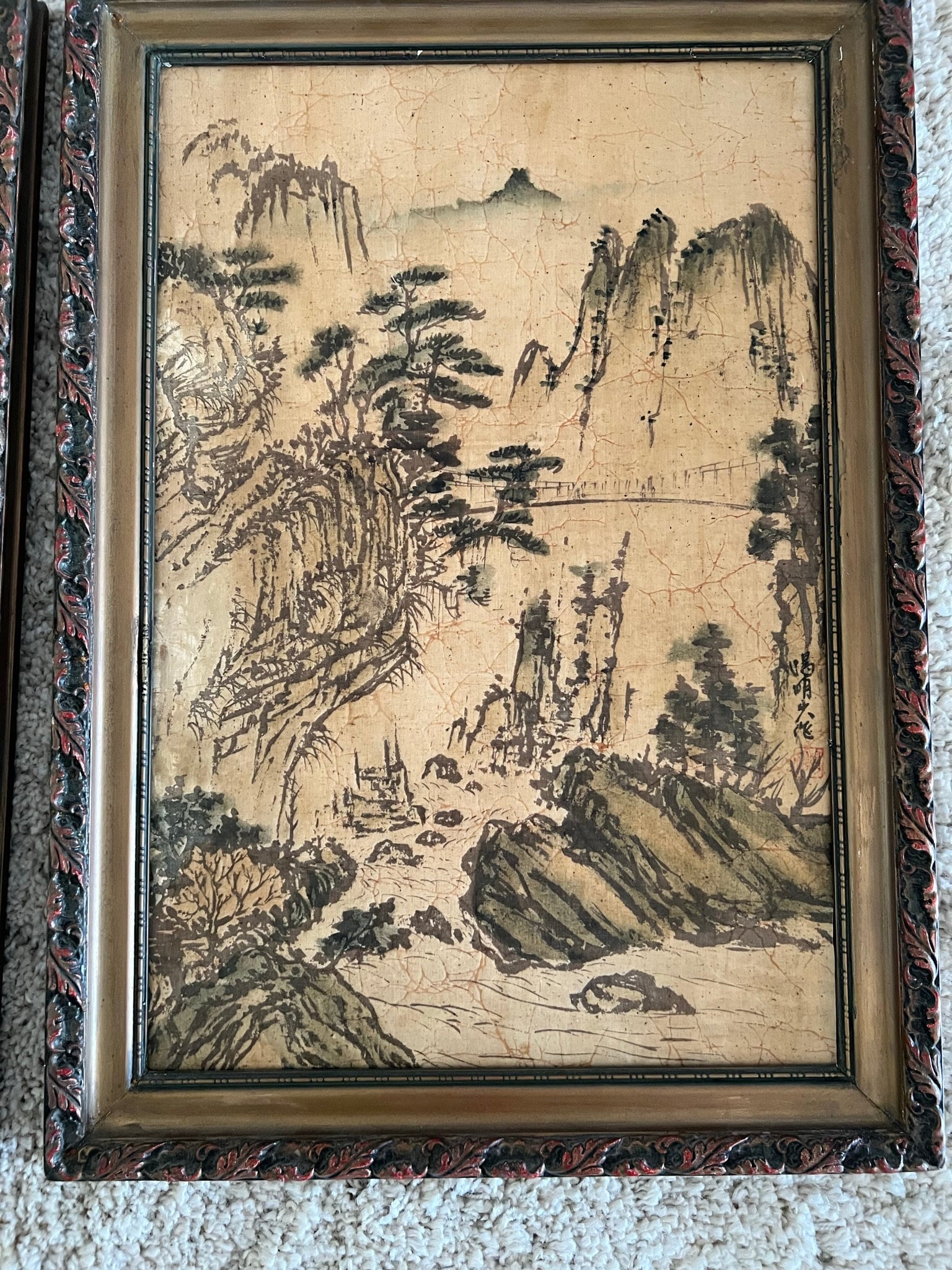 Chinese Vintage Antique Paintings With Frame 2 Pcs Lot MD697 - Etsy
