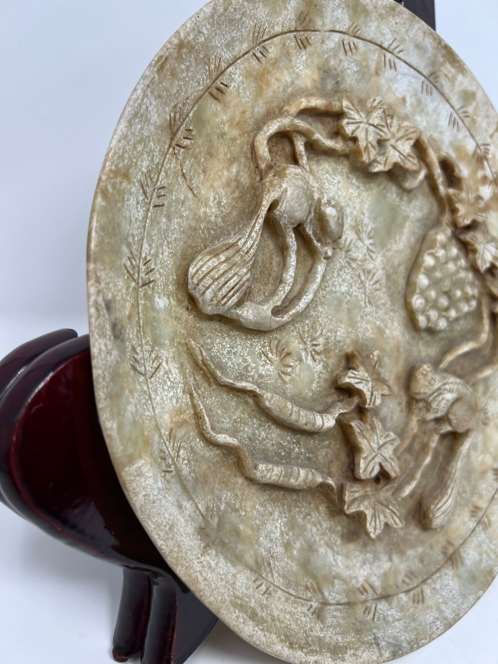 Chinese Vintage Antique Reproduction Archaic Soft Jade Plate 9.5 W ...