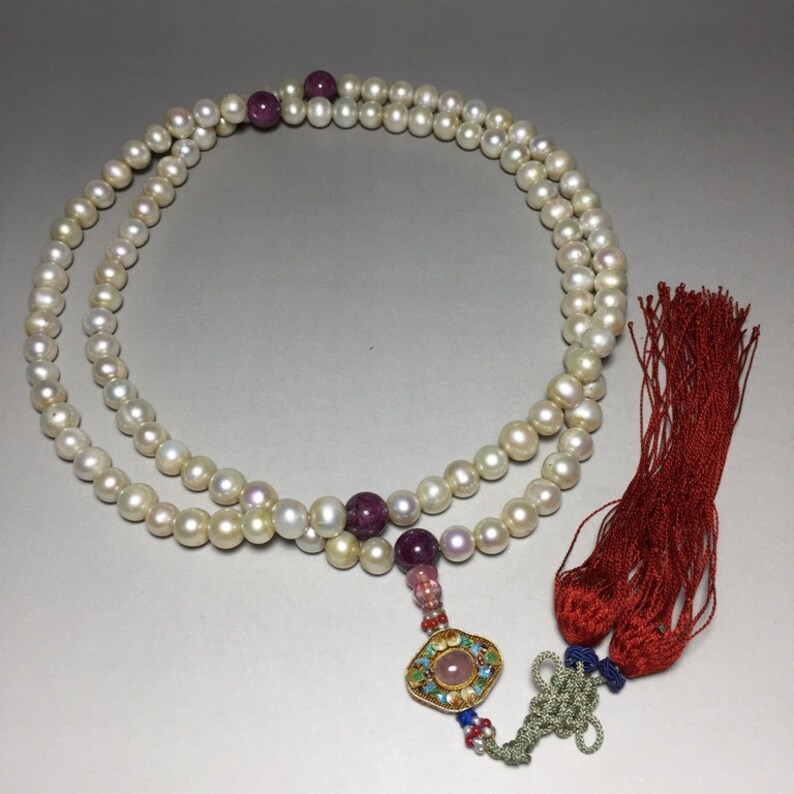 Chinese Antique Rare Palace 108 Pearl Necklace With Ruby & - Etsy