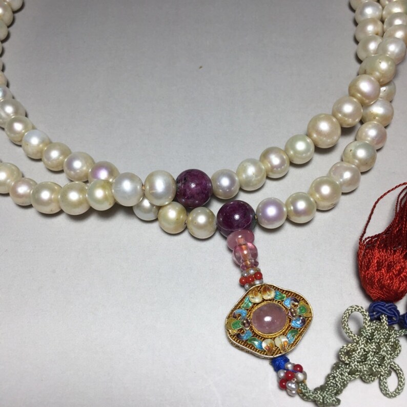 Chinese Antique Rare Palace 108 Pearl Necklace With Ruby & - Etsy