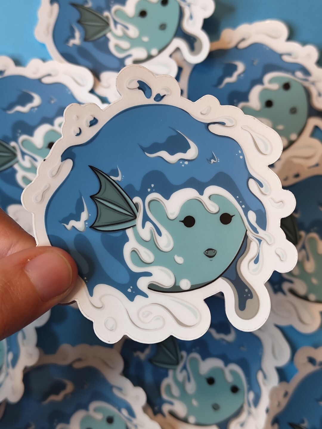 Cute Blue Ocean Sea Wave Transparent Sticker - Etsy