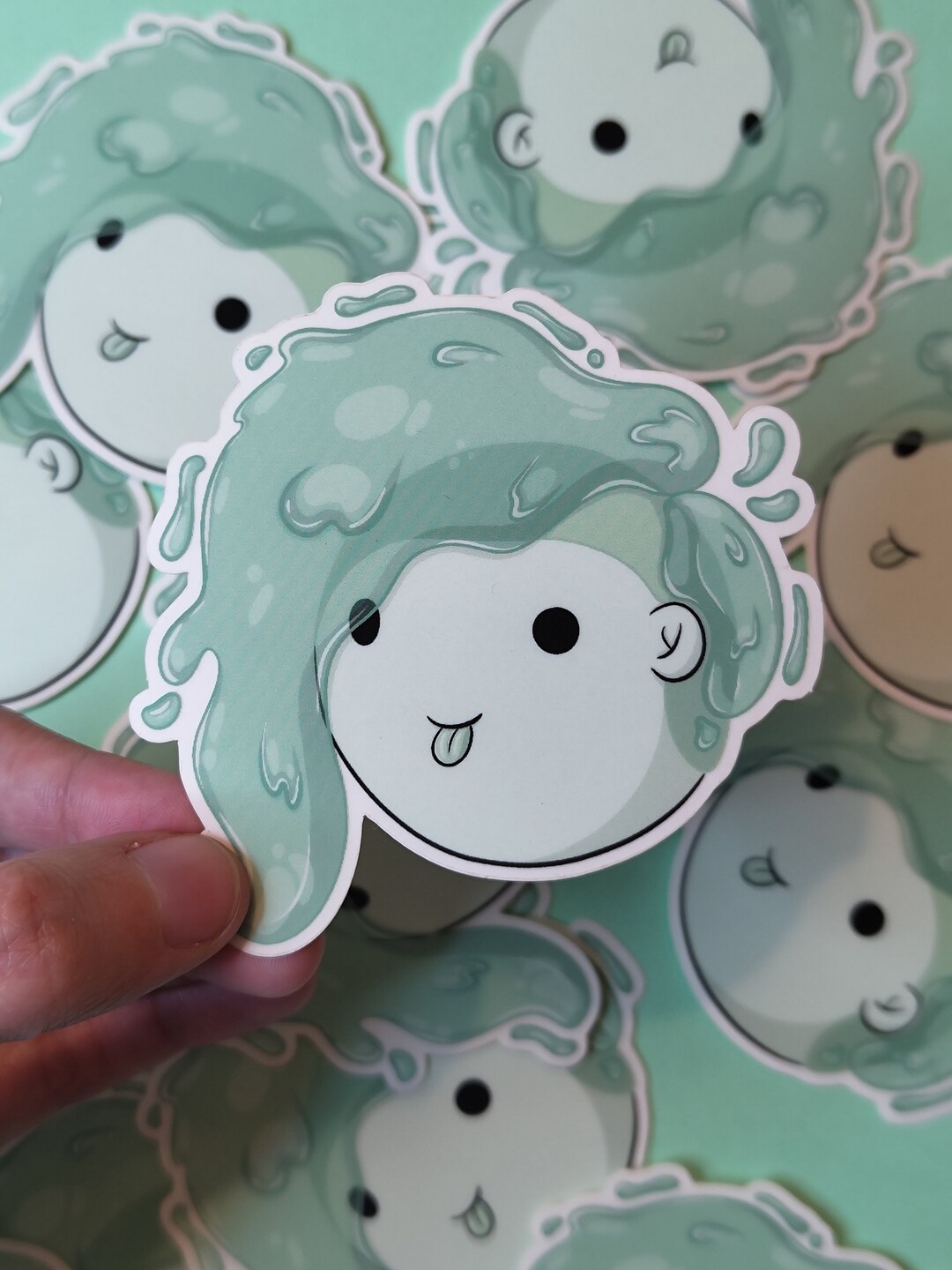 Cute Green Slime Transparent Sticker - Etsy