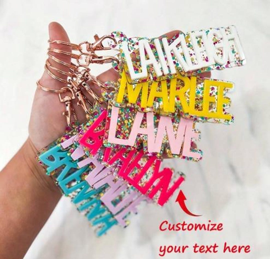 Personalized Custom Glitter Key Chains - Etsy