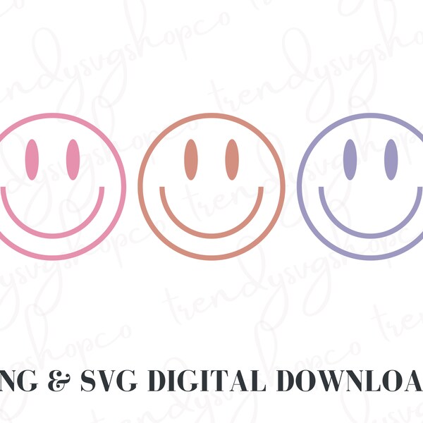 Smiley Face Outline Svg - Etsy