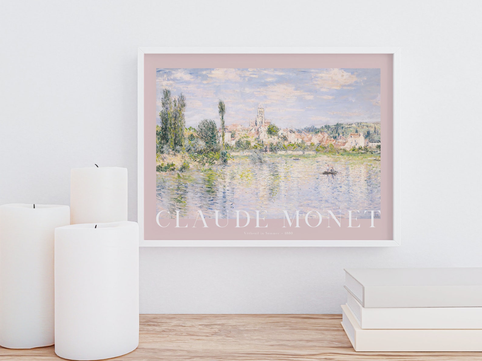 Monet Horizontal Poster, Pastel Pink Monet Poster, Monet Landscape ...