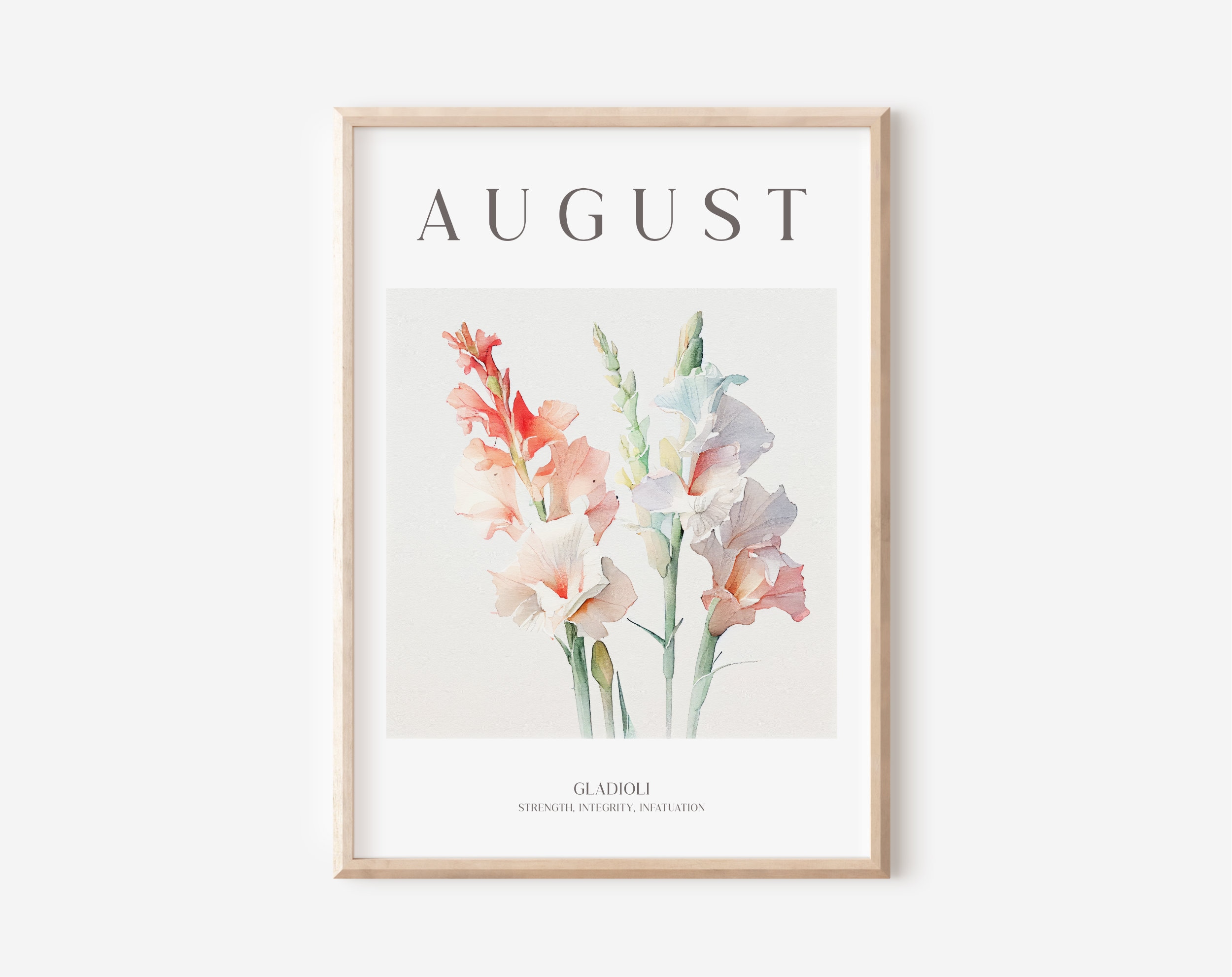Birth Month Flower Print, August Birthday Gift, Gladioli Print ...