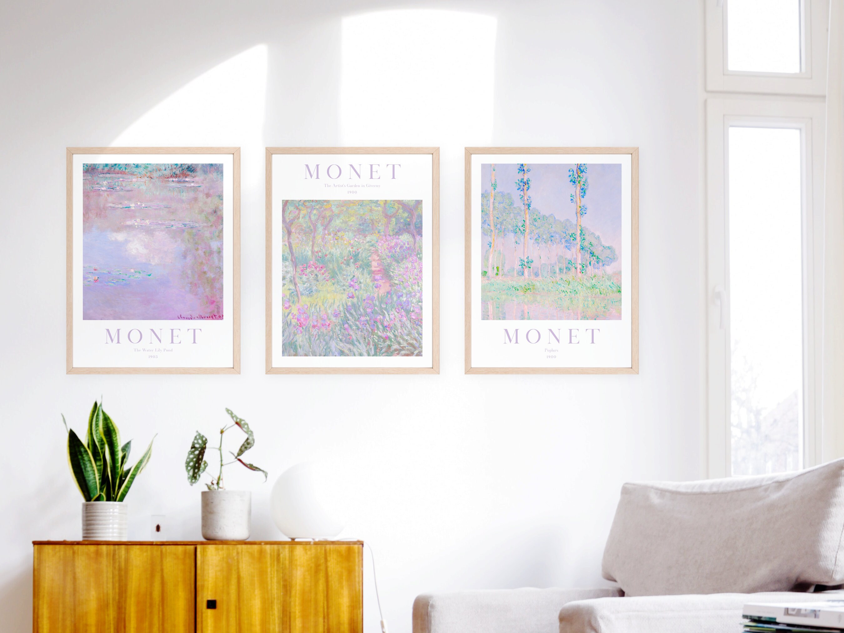 Set of 3 Monet Print, Monet Painting Gallery Wall Set, Lavender Gallery ...