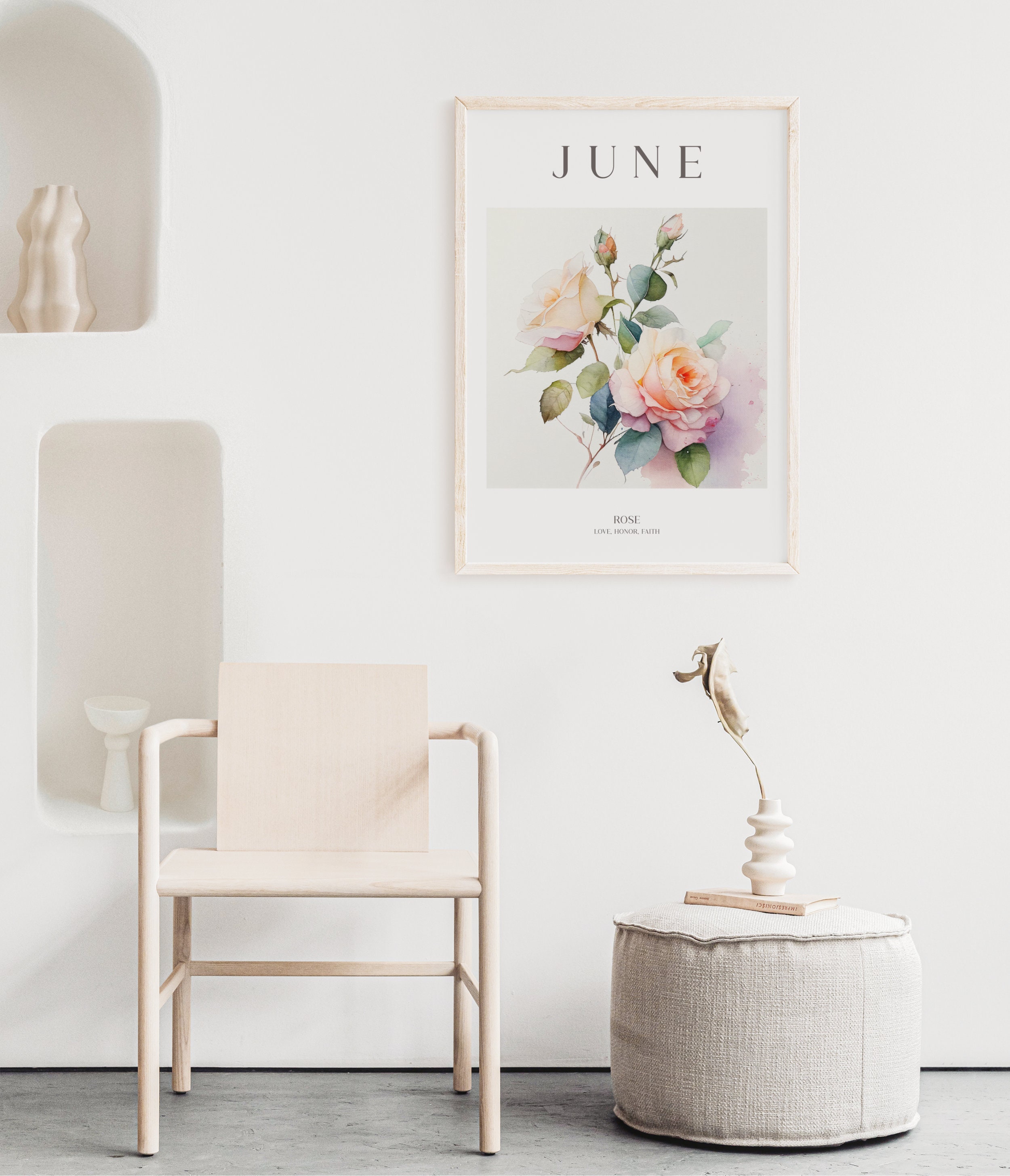 Birth Month Flower Print June Birthday Gift Rose Print - Etsy