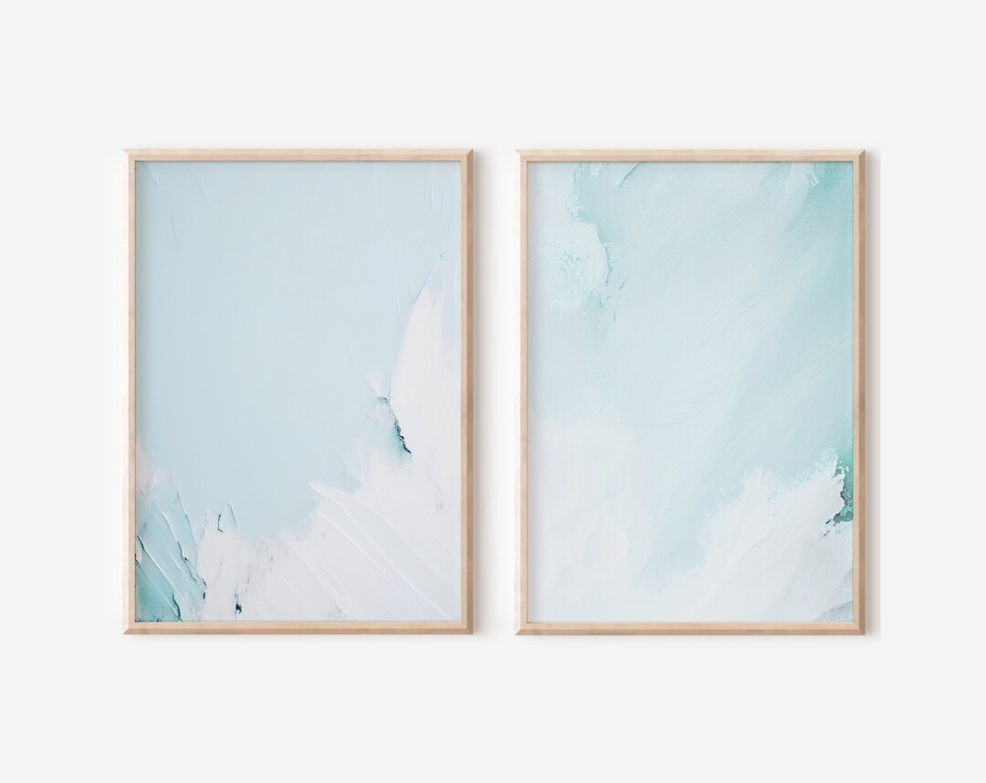 Pale Blue Wall Art, Set of 2 Prints, Calming Wall Art, Minimalist ...