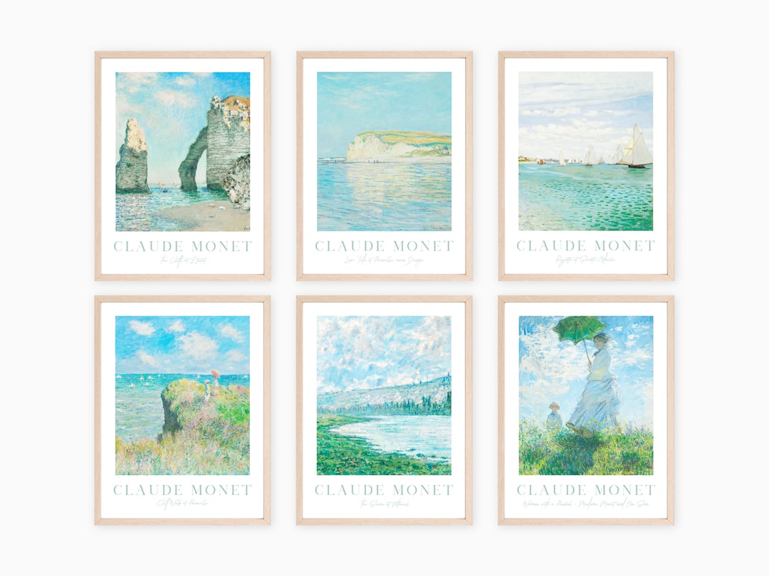 Monet Print Set, Blue Monet Gallery Wall Set, Monet Beach Print, Set of ...