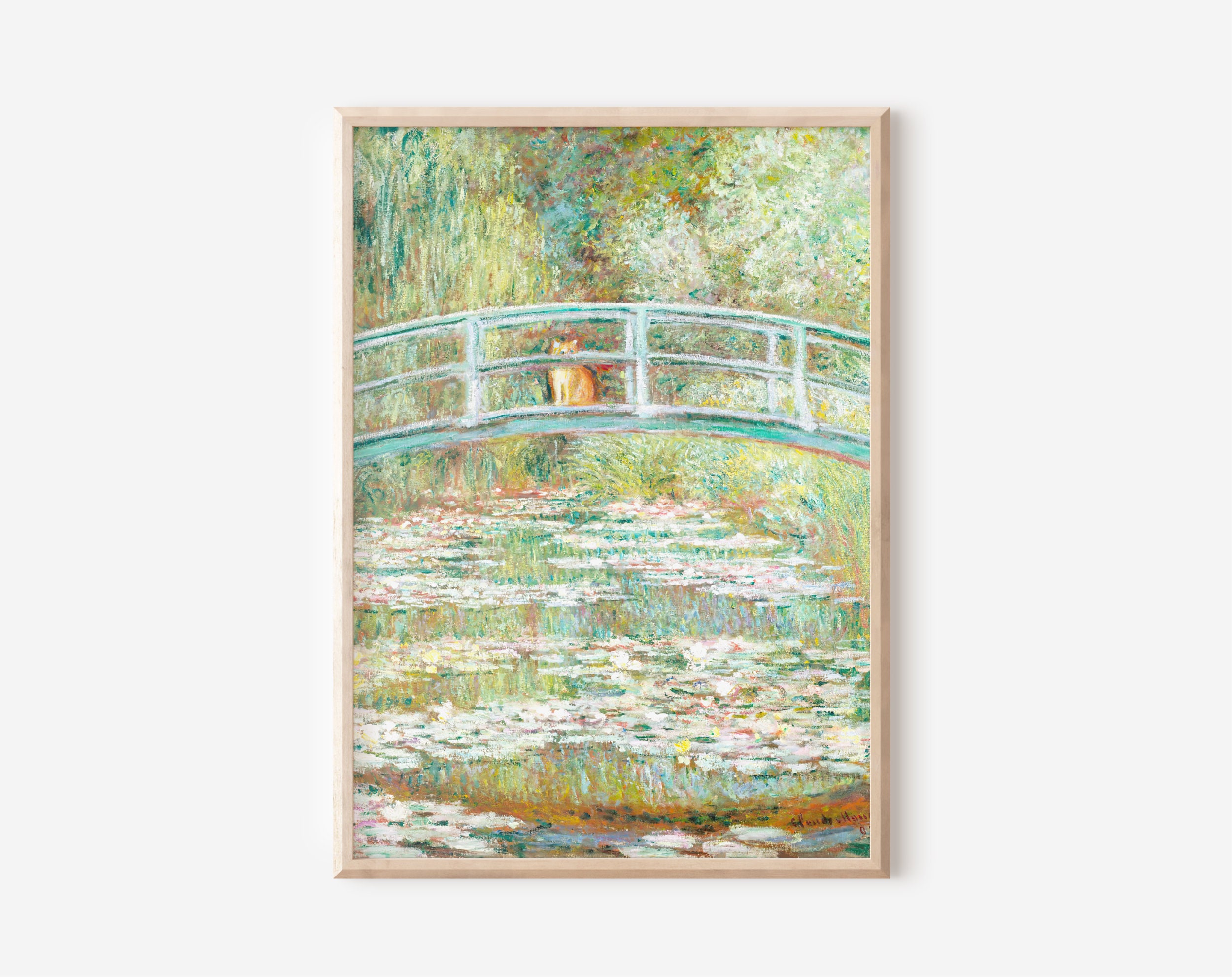 Monet Japanese Bridge Cat Poster Monet Art Print Orange Cat - Etsy
