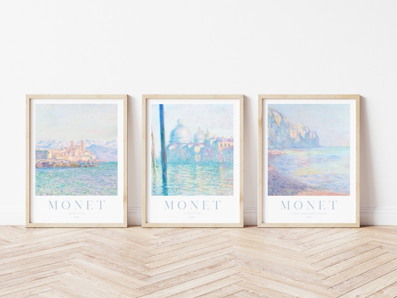 Set of 6 Monet Beach Print, Nautical Gallery Wall, Coastal Art Prints ...