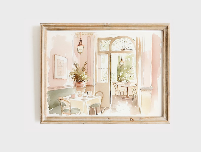 Pink Paris Cafe Print Gallery Wall Coffee Shop Wall Art - Etsy