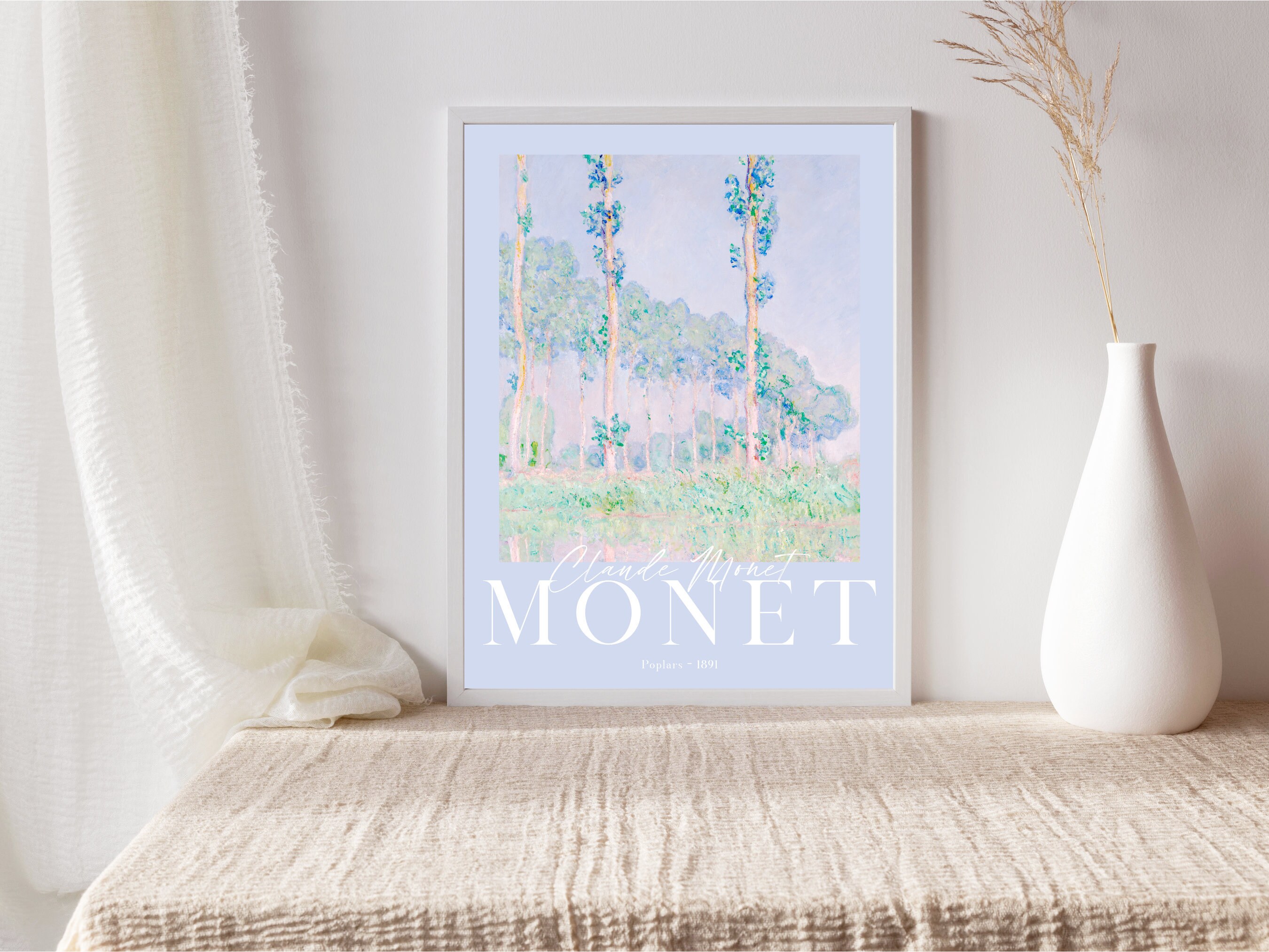 Monet Print, Pale Blue Wall Art, Claude Monet Poster, Classic Painting ...