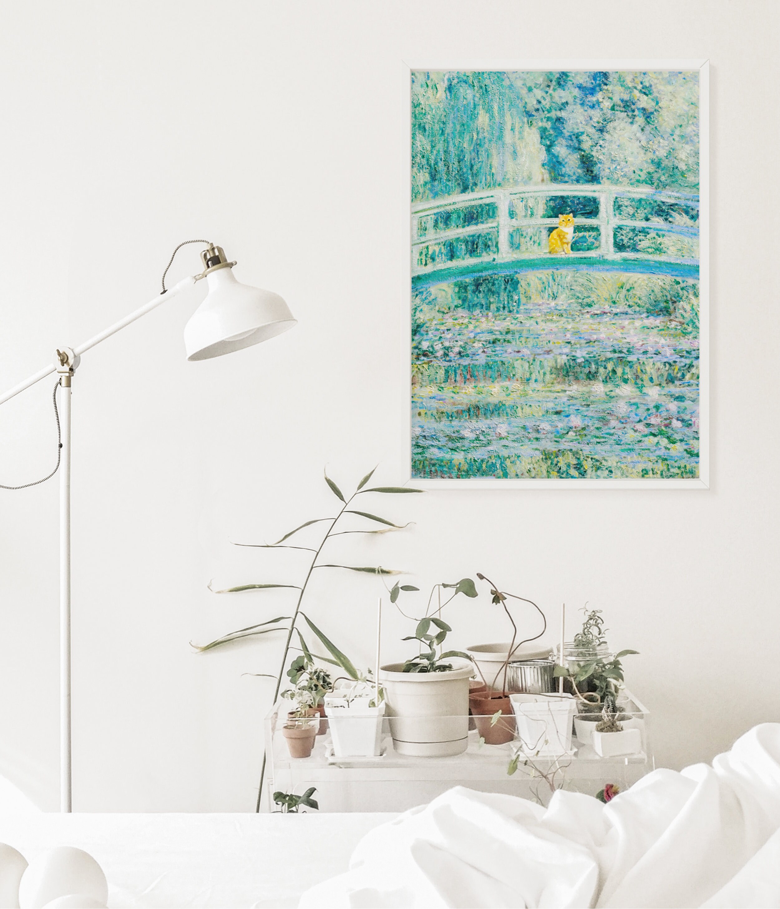 Monet Water Lily Pond Cat Poster, Monet Art Print, Orange Cat Print ...