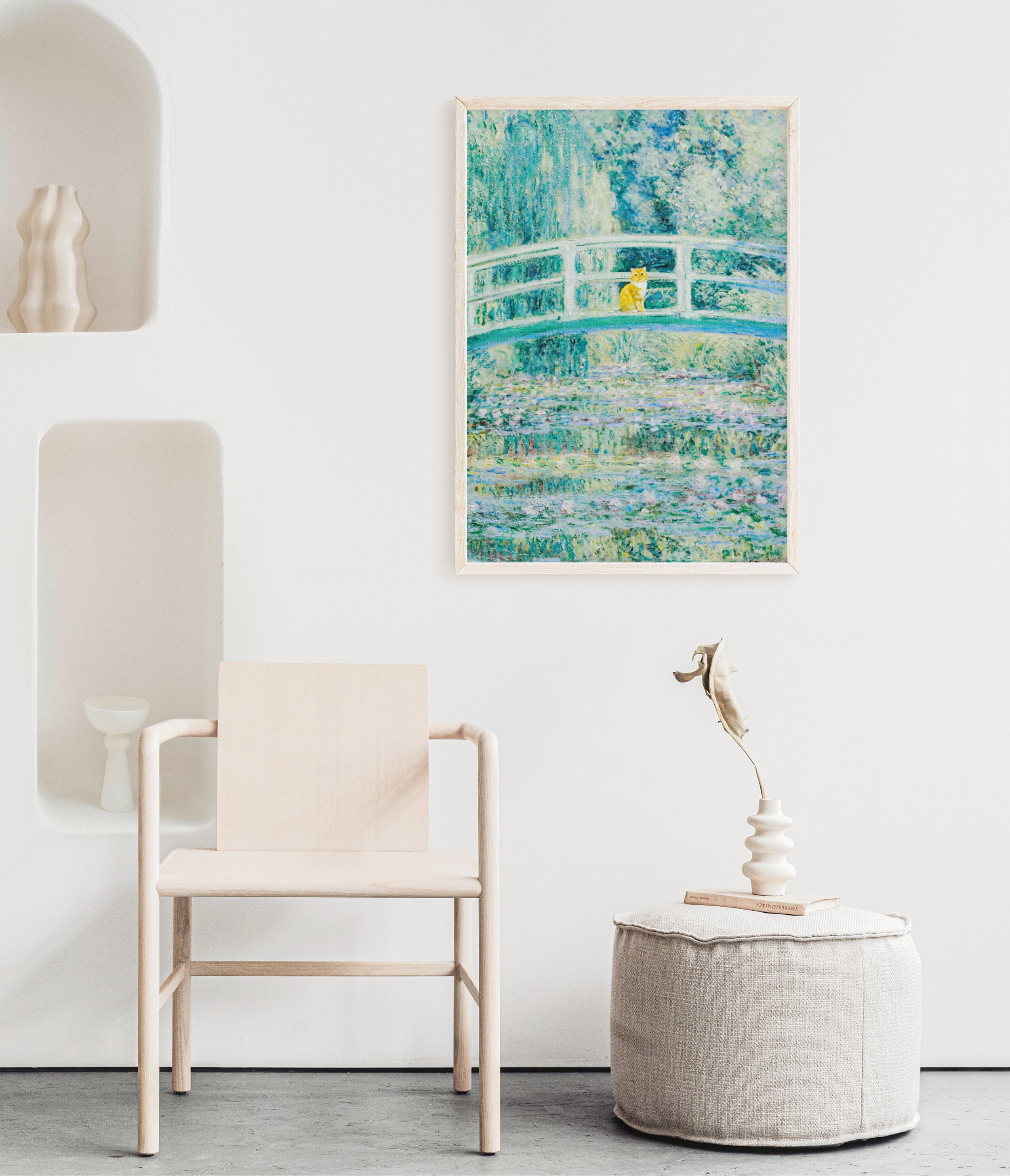 Monet Water Lily Pond Cat Poster, Monet Art Print, Orange Cat Print ...