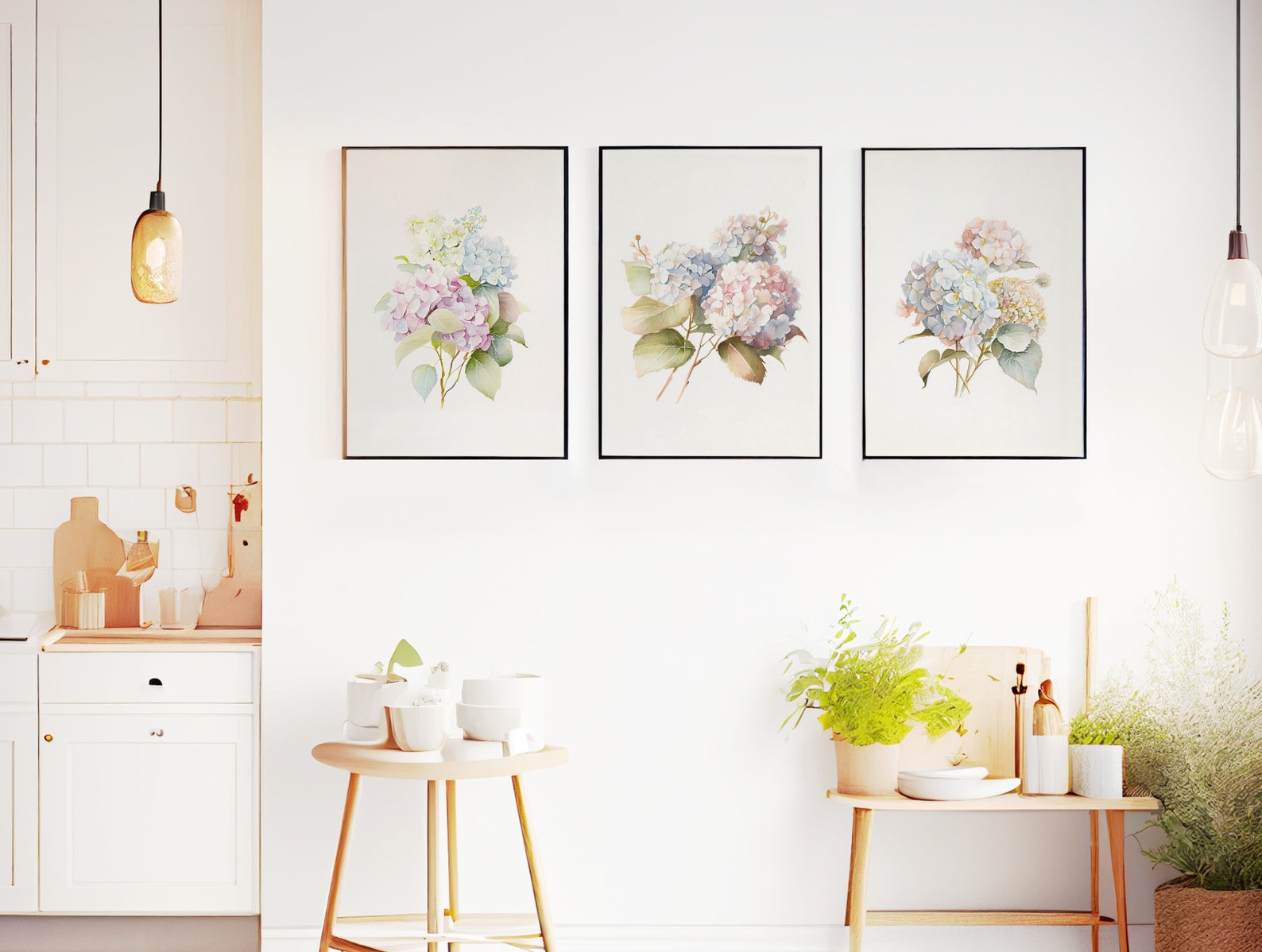 Hydrangea Print Set Watercolor Blue Pink Flower Print - Etsy