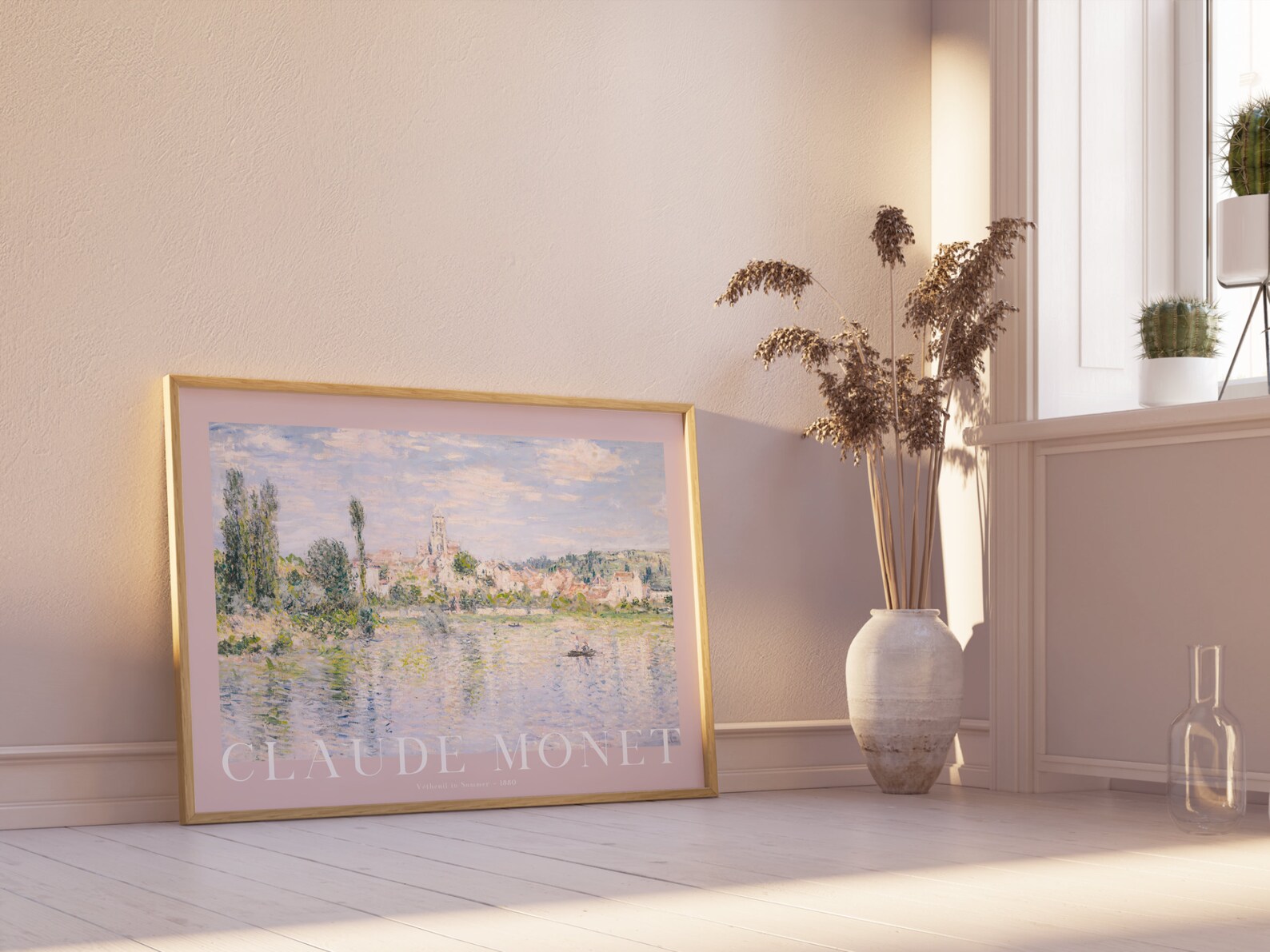 Monet Horizontal Poster, Pastel Pink Monet Poster, Monet Landscape ...